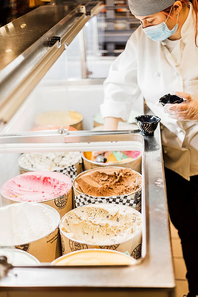 The gelato station: where "I'll just have a taste" becomes "I need all seven flavors" faster than you can say "brain freeze."