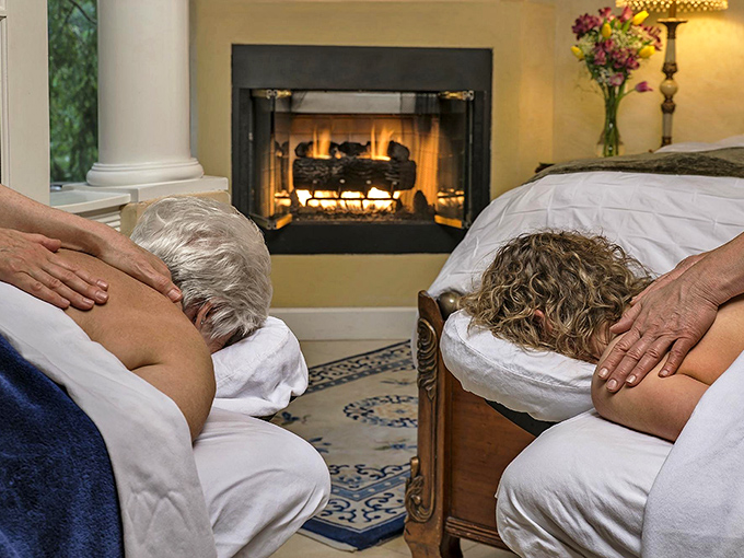 Couples massage by firelight &ndash; where "I'm fine with just watching TV tonight" transforms into "I feel like I'm floating on a cloud."