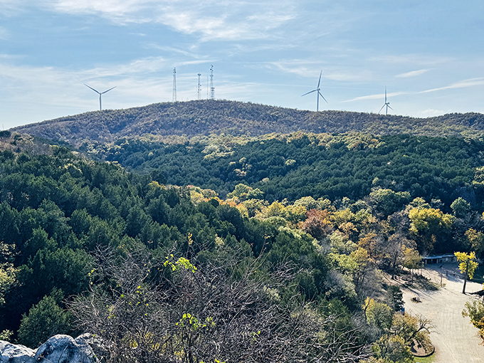 Fall paints the Arbuckle Mountains in colors that would make a sunset jealous. Nature showing off its seasonal wardrobe change. 