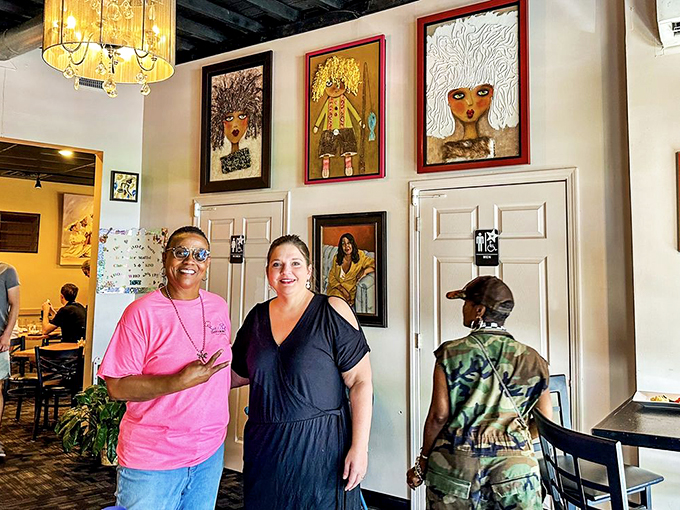 The art on the walls is only outshined by the artistry happening in the kitchen. Warm smiles and warmer waffles&mdash;the perfect combination.