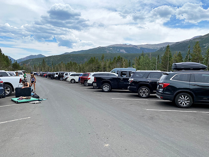 The parking reality check of popular national parks. That mountain serenity begins right after the 20-minute hunt for a parking space.