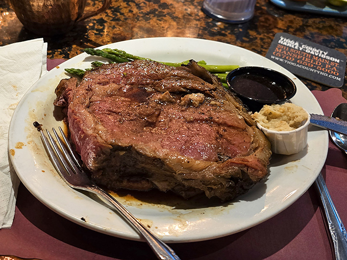 This prime rib isn't just dinner—it's a monument to the art of patience. Meat this magnificent deserves its own moment of silence.