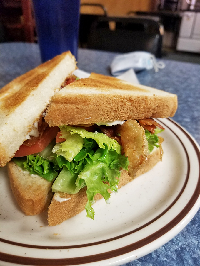 A sandwich that doesn't need to show off—fresh lettuce, ripe tomato, and toasted bread that crackles with each bite.