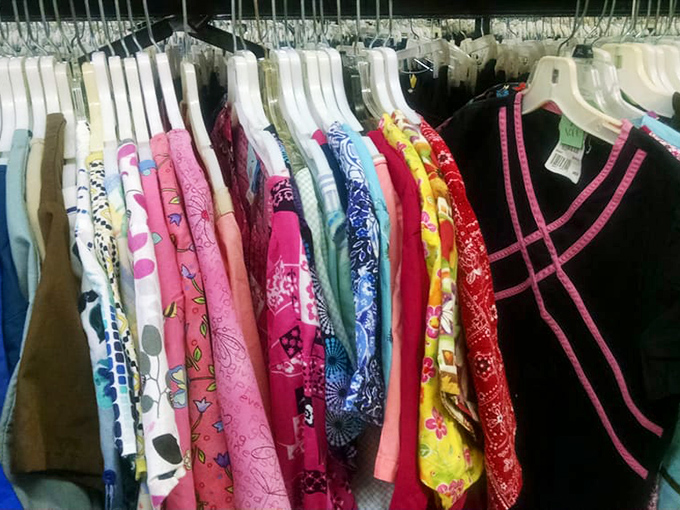 A kaleidoscope of patterns and colors &ndash; where medical professionals and scrub enthusiasts find workwear with personality for pennies on the dollar.