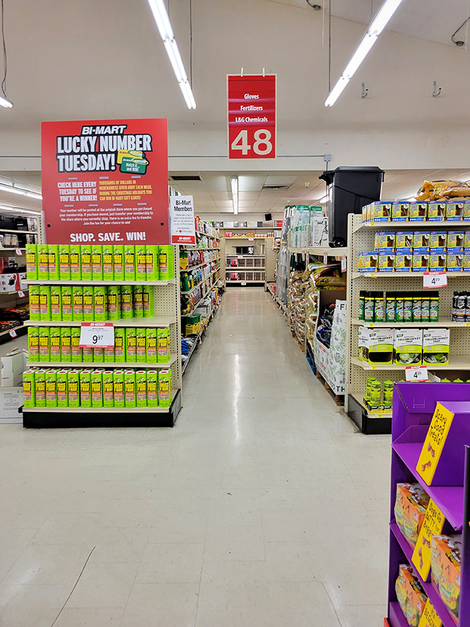 Lucky Number Tuesday &ndash; where shopping becomes a game show! Aisle 48 houses chemicals and fertilizers for the serious garden enthusiast.