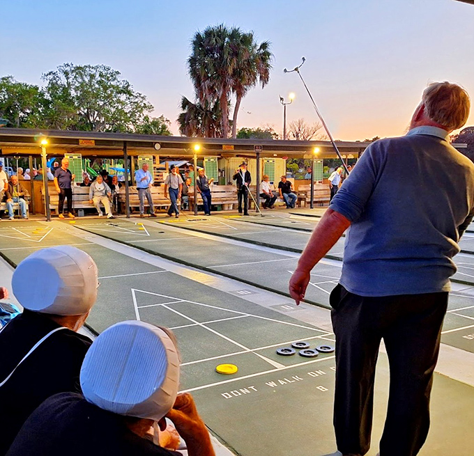 Shuffleboard under the stars isn't just a game in Pinecraft&mdash;it's a competitive sport where reputations are made and friendly rivalries span decades.