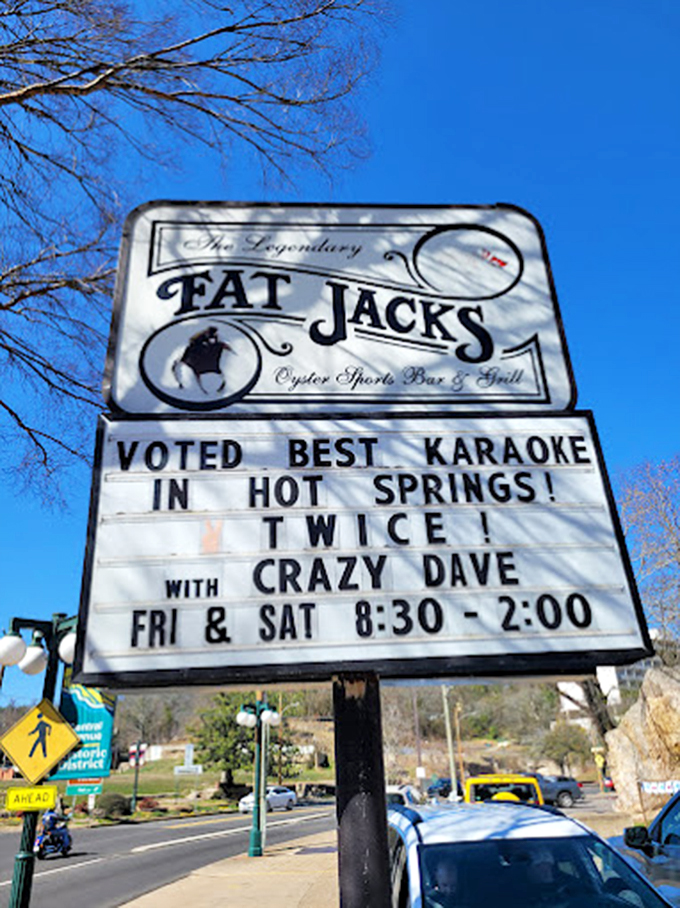 The sign doesn't just announce location&mdash;it promises karaoke glory with someone named Crazy Dave, who I'm now determined to meet.