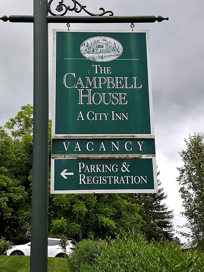 The Campbell House sign stands as proud as your GPS is confused&mdash;"You have arrived" has never felt more literally and figuratively true. 
