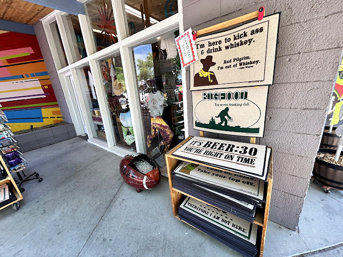 The exterior boasts humorous signs that set the tone for the shopping adventure inside&mdash;a perfect blend of Western wit and retail therapy.
