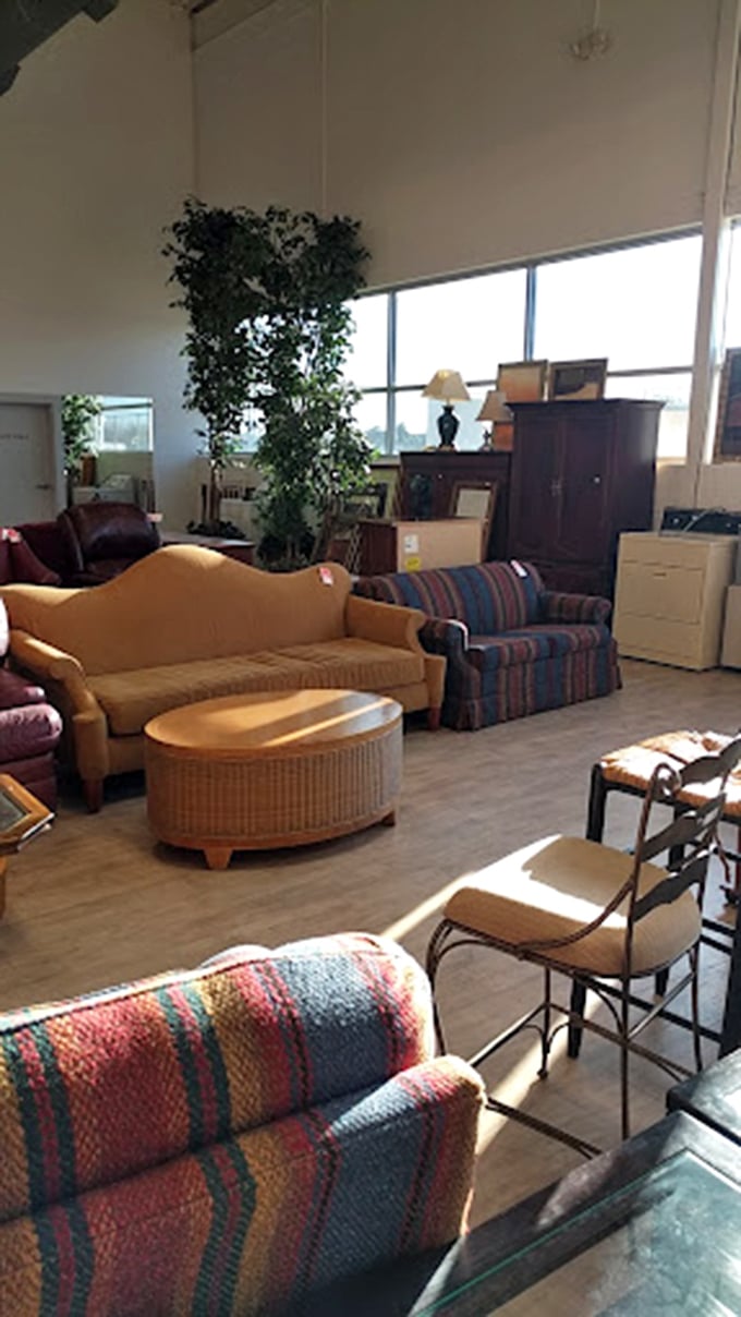 The furniture showroom rivals any high-end store, except here you can furnish an entire living room for what others charge for a single ottoman.