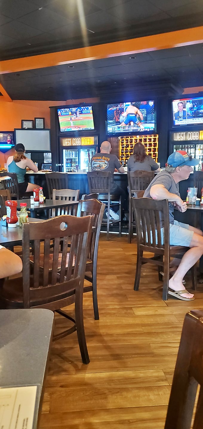 Where sports meet sustenance. The bar area proves that sometimes the best companion to good food is a game on TV and fellow fans nearby.