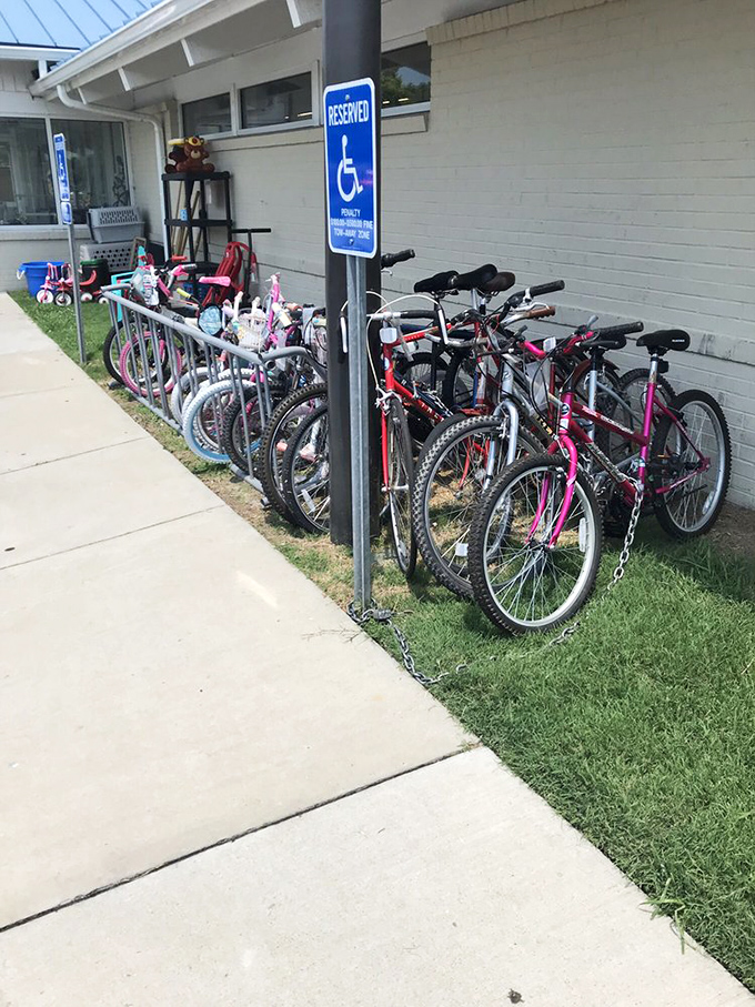 The bicycle lineup outside suggests that even kids know where the good stuff is&mdash;these two-wheeled chariots waiting patiently for their young adventurers.