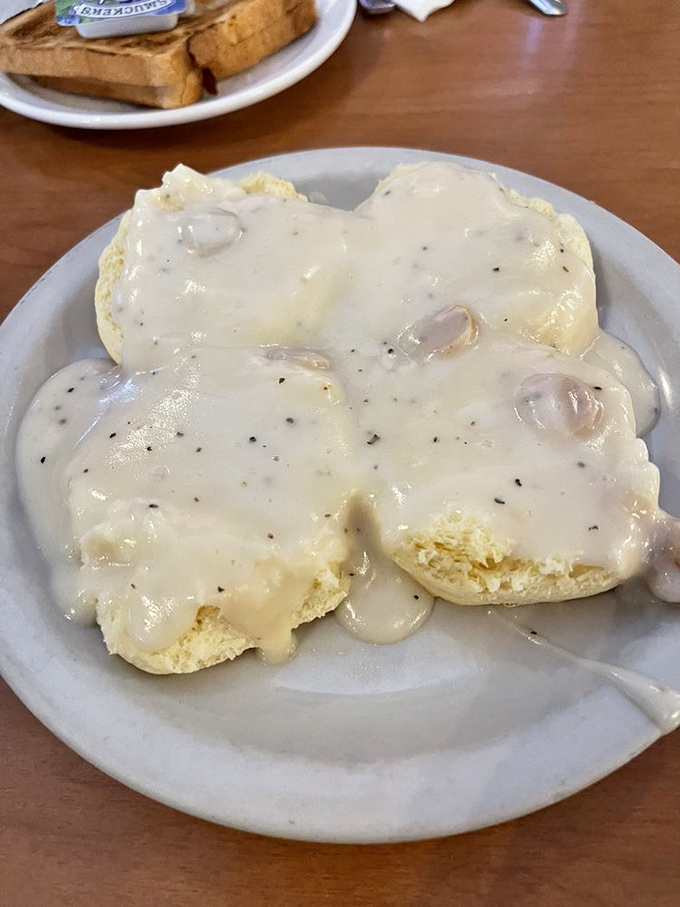 Biscuits and gravy that could make a Southern grandmother nod in approval. Pure comfort on a plate, no passport required.