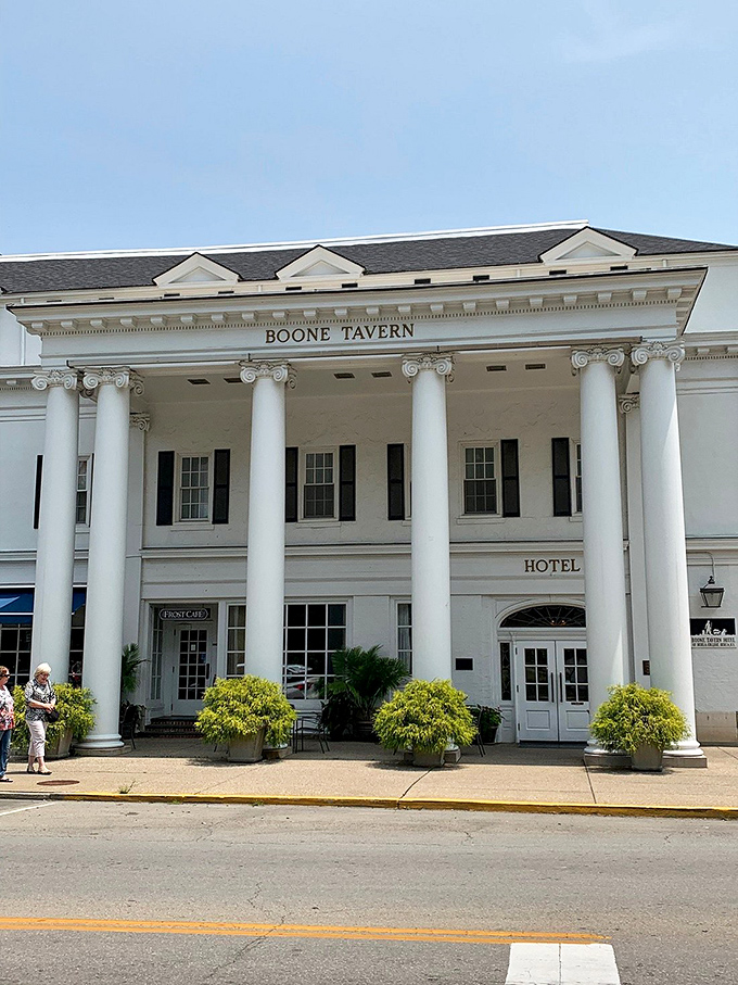 Boone Tavern's stately white columns have welcomed guests since 1909, standing as a testament to Southern hospitality that never goes out of style.