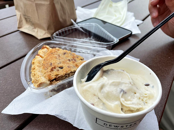 Ice cream and pie together on one plate&mdash;proof that sometimes the best relationships are the ones that seem obvious only after someone introduces you.