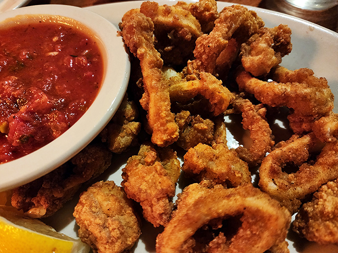 Calamari that's crispy enough to make you forget you're eating something with tentacles. The marinara dip seals the deal.
