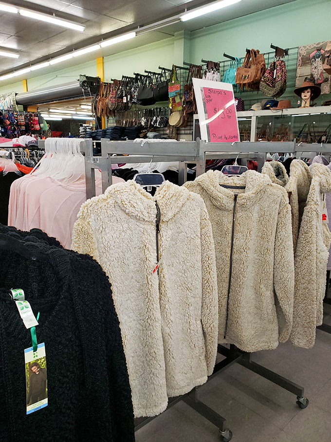 Cozy sherpa jackets that feel like hugging a cloud &ndash; perfect for those Arkansas evenings when the temperature dips below "just right."