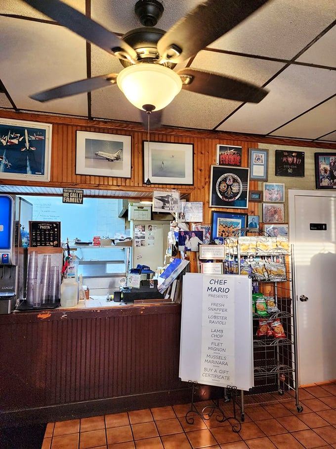 Chef Mario's specials board promises treasures like snapper and lobster ravioli. In this kitchen, the sky (or perhaps the stratosphere) is the limit.