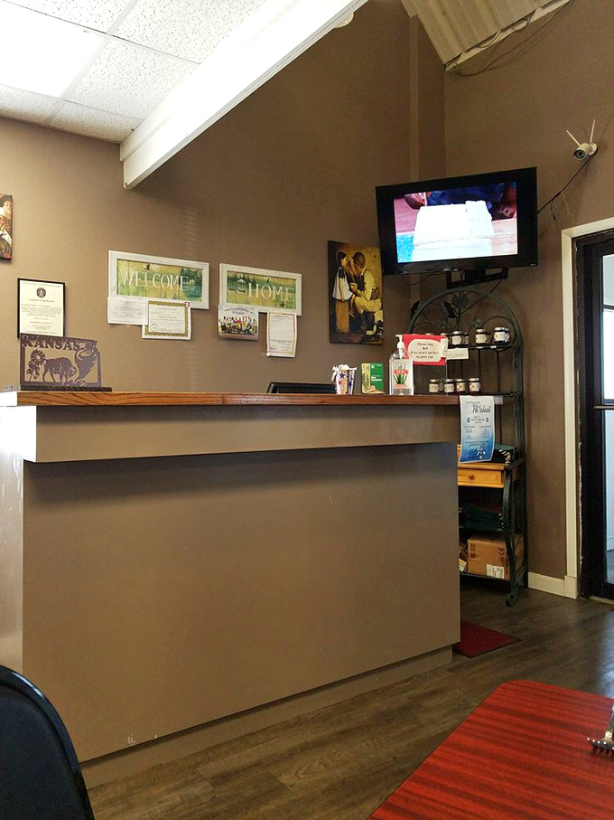 The reception counter welcomes you like an old friend, with certificates on the wall that tell stories of community pride and achievement.
