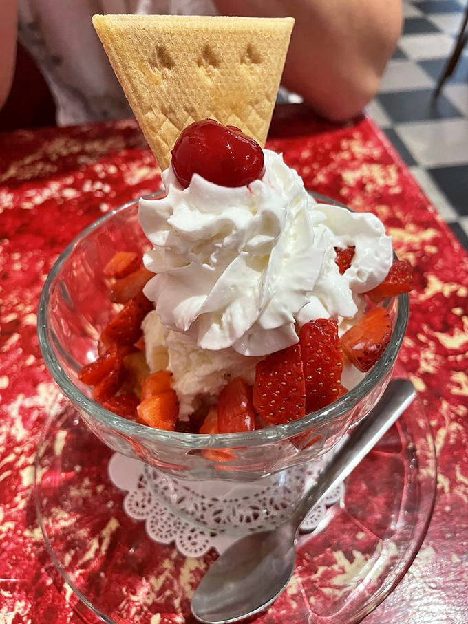 Fresh strawberries, cloud-like whipped cream, and that perfect cherry on top&mdash;this sundae is what fruit dreams of becoming in its afterlife.
