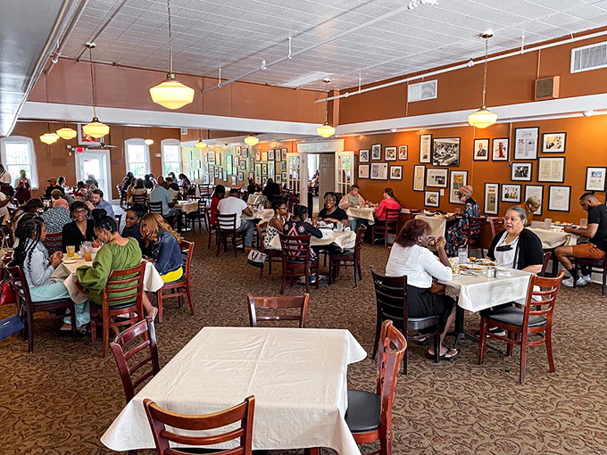 The dining room hums with the symphony of Southern hospitality: clinking forks, gentle laughter, and the occasional gasp of flavor-induced euphoria.