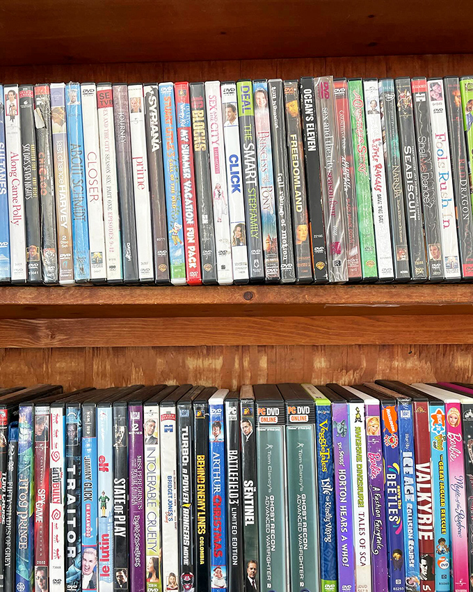 The DVD section: a time capsule of entertainment history. "Closer" next to "Shrek"&mdash;the perfect accidental commentary on Hollywood range.