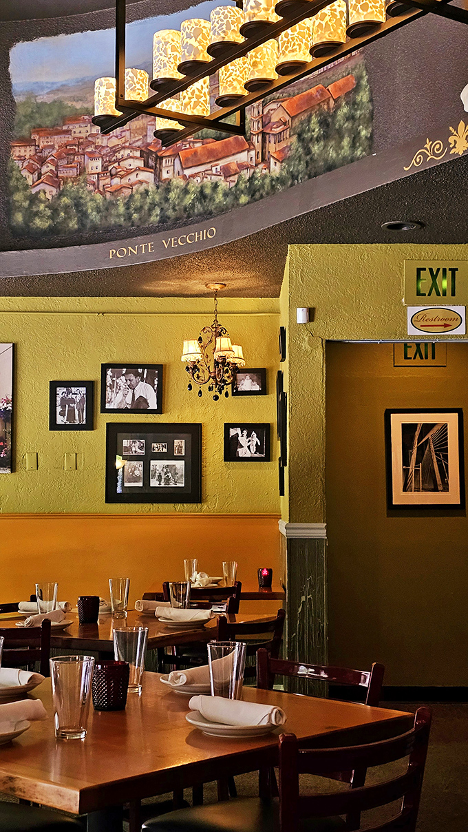 Yellow walls adorned with photos and Italian murals create the feeling you've stumbled into someone's cherished family restaurant in Florence. 