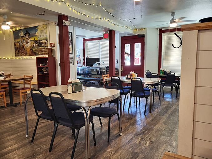 Western murals and simple tables create the backdrop for memories that will outlast the meal. Kansas storytelling at its finest.