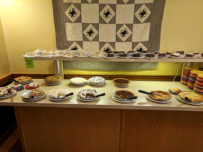 Pie heaven exists, and we've found it! This dessert display showcases the kind of homemade sweet endings that make people suddenly discover "room for dessert."