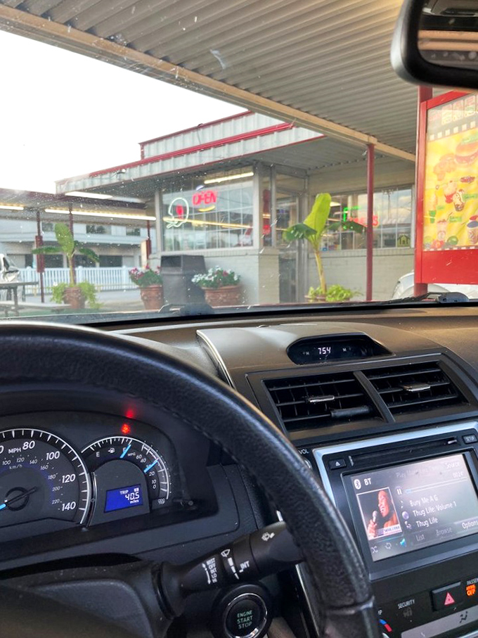 The drive-in view from the driver's seat&mdash;where modern technology meets timeless food traditions. Dashboard dining at its most authentic.
