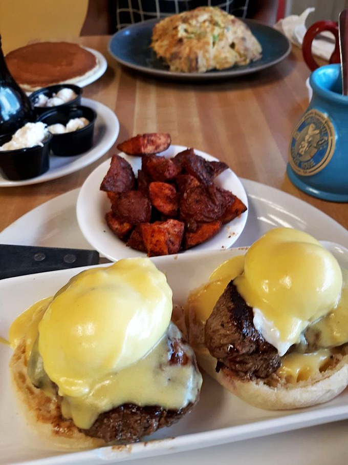 Eggs Benedict: Where hollandaise becomes a magic sauce that transforms simple ingredients into the breakfast equivalent of a standing ovation.