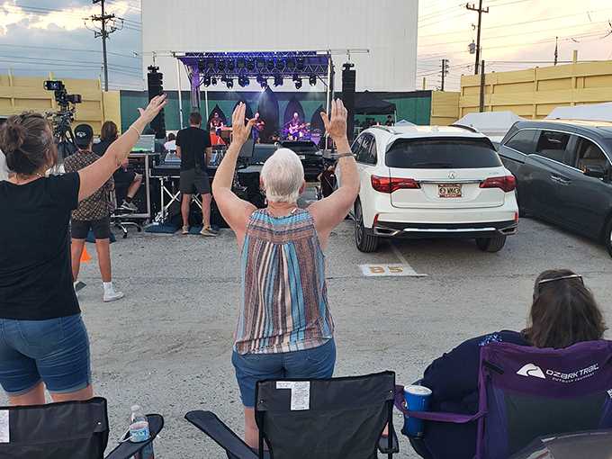 Live music under the big screen proves the Silver Moon isn't just about movies – it's a cultural gathering place where communities come together.