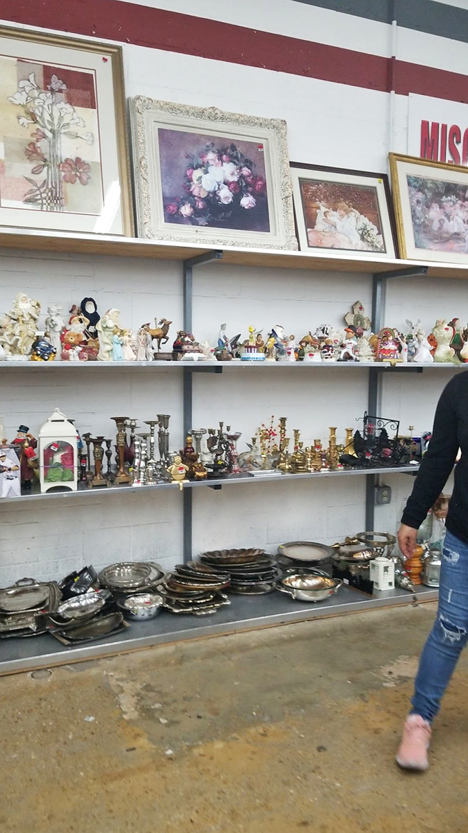 The knickknack shelves: where porcelain figurines, silver serving pieces, and framed art create a museum of American domestic history.