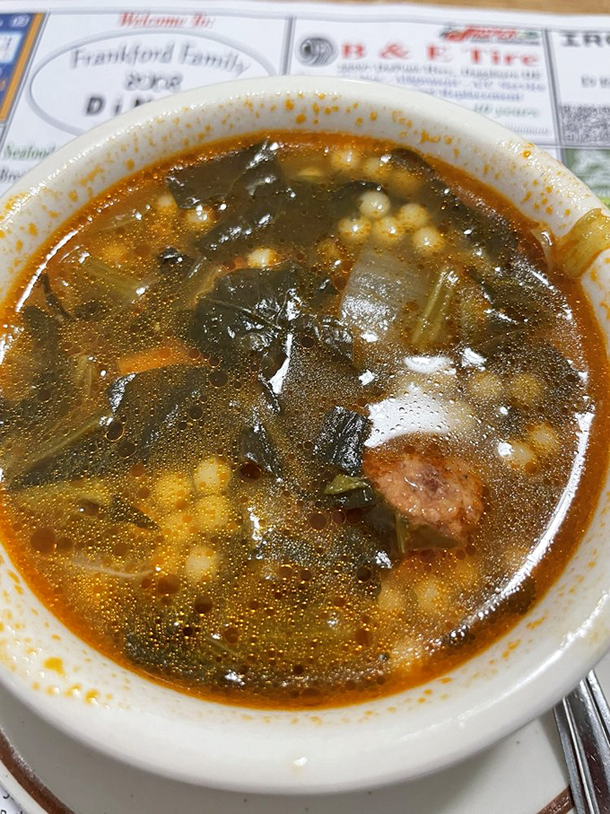 A steaming bowl of Italian wedding soup that proves some marriages really do last forever&mdash;especially when they involve meatballs and greens.