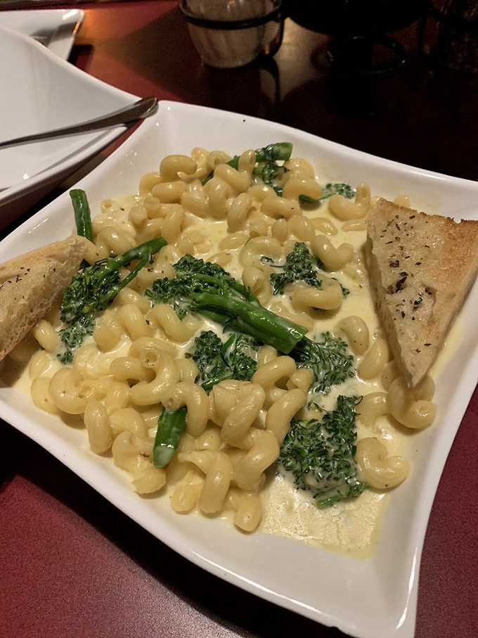 Mac and cheese that graduated with honors from comfort food university. Those broccoli florets are just showing off at this point.