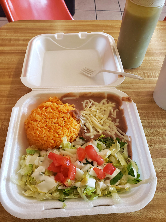 The combination plate that solves all dilemmas. When you can't decide what to order, this protein-rice-beans-salad quartet hits all the right notes.
