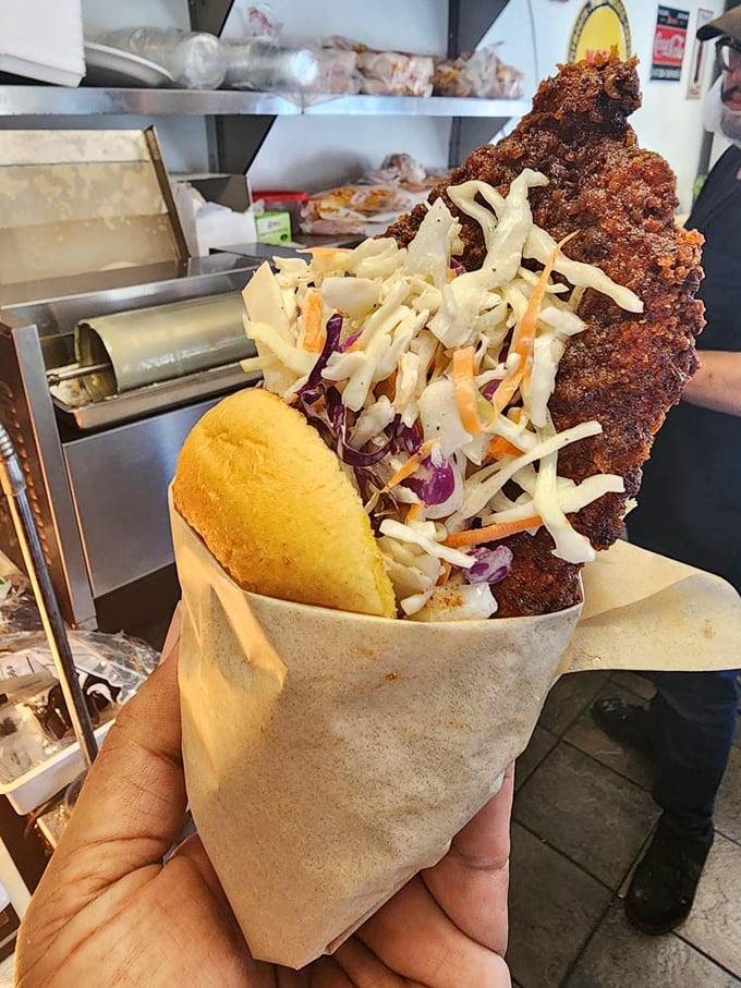 Nashville meets Lancaster in this hot chicken sandwich that doesn't just bring the heat—it brings the flavor symphony too.
