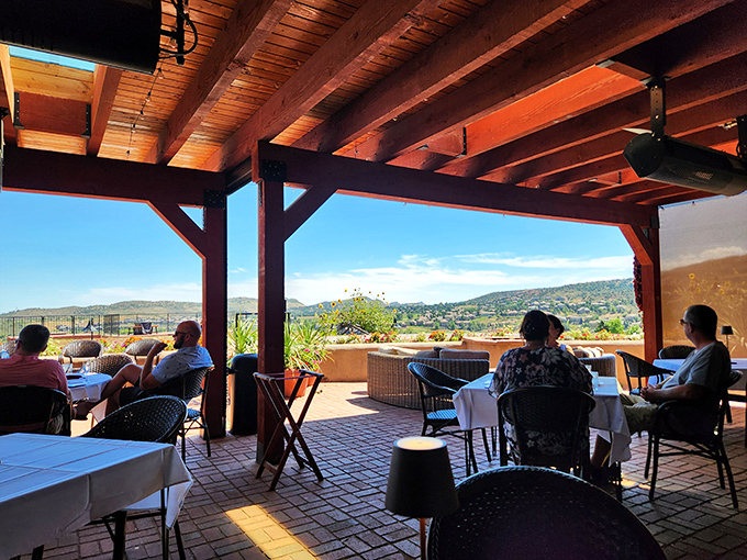 Mountain views that pair perfectly with every entr&eacute;e. This patio proves that sometimes the best seasoning is simply Colorado's dramatic landscape.