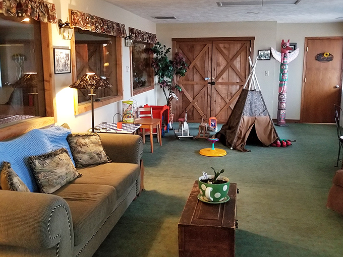 The playroom's teepee and barn doors remind you this isn't just accommodation&mdash;it's an immersive experience designed for the young at heart.