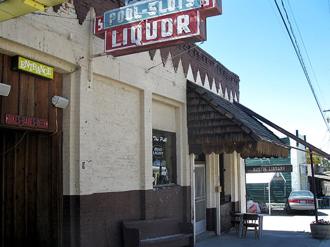 This vintage liquor store sign has been directing thirsty travelers to refreshment since before neon was cool, then uncool, then cool again.