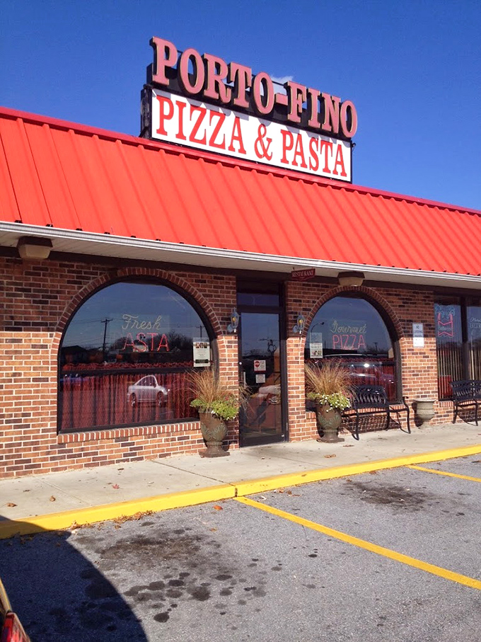 Porto-Fino's bold red roof announces its Italian intentions with the confidence of someone who knows their pizza will make you forget about your diet.