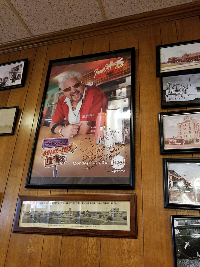 The wall displays a who's-who of food television royalty who've made the pilgrimage to this Route 66 landmark, proving great food attracts great company.