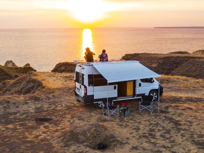 Not actually at Parvin State Park, but represents the camping experience. Where "rooms with a view" takes on spectacular new meaning.