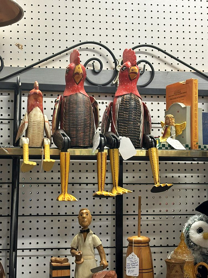 The metal roosters aren't just decorative&mdash;they're judging your other purchases while waiting for the right eclectic home to adopt them.