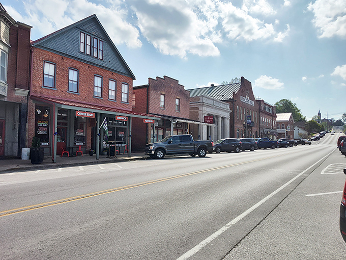 Historic storefronts along Hermann's main street offer the rare pleasure of window shopping without a chain store in sight.