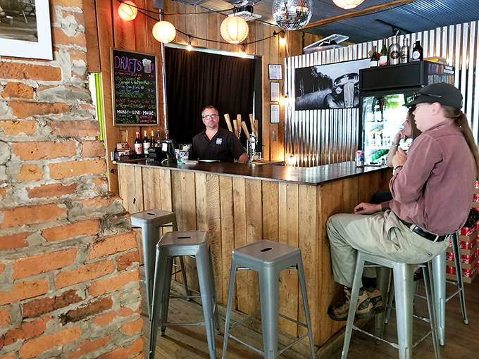 Behind every great sandwich is someone who understands the architecture of flavor. This bar setup says "we take drinks as seriously as our sandwiches."