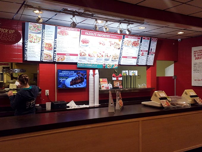Where pasta dreams come true&mdash;the ordering counter at Fazoli's, where friendly staff stand ready to make your carb-loaded fantasies reality.