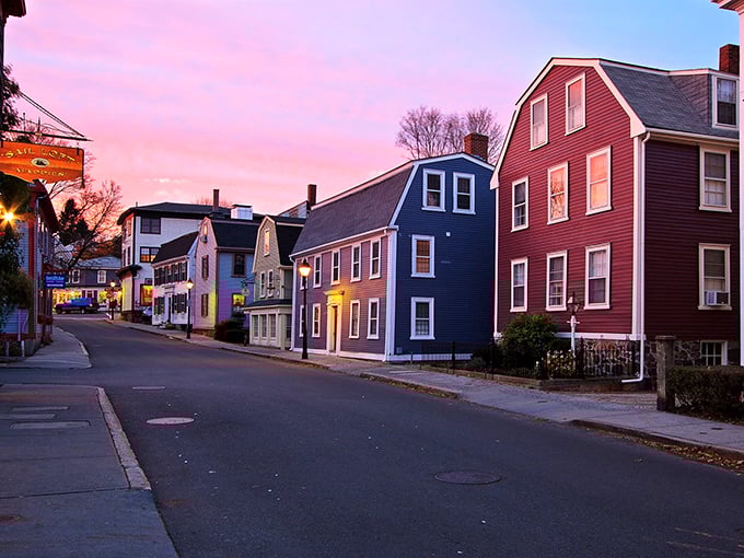 Twilight paints Marblehead's historic streets in pastel hues, transforming the already-charming into something borderline magical.