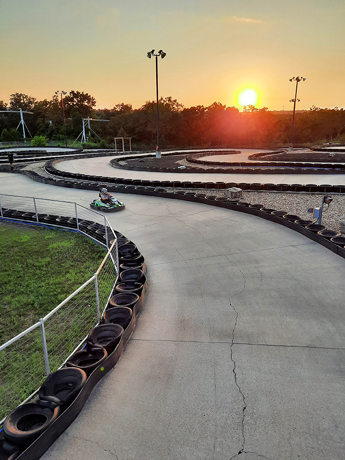 Sunset transforms the track into a golden racing paradise. That magical time when "just one more lap" becomes an irresistible proposition.