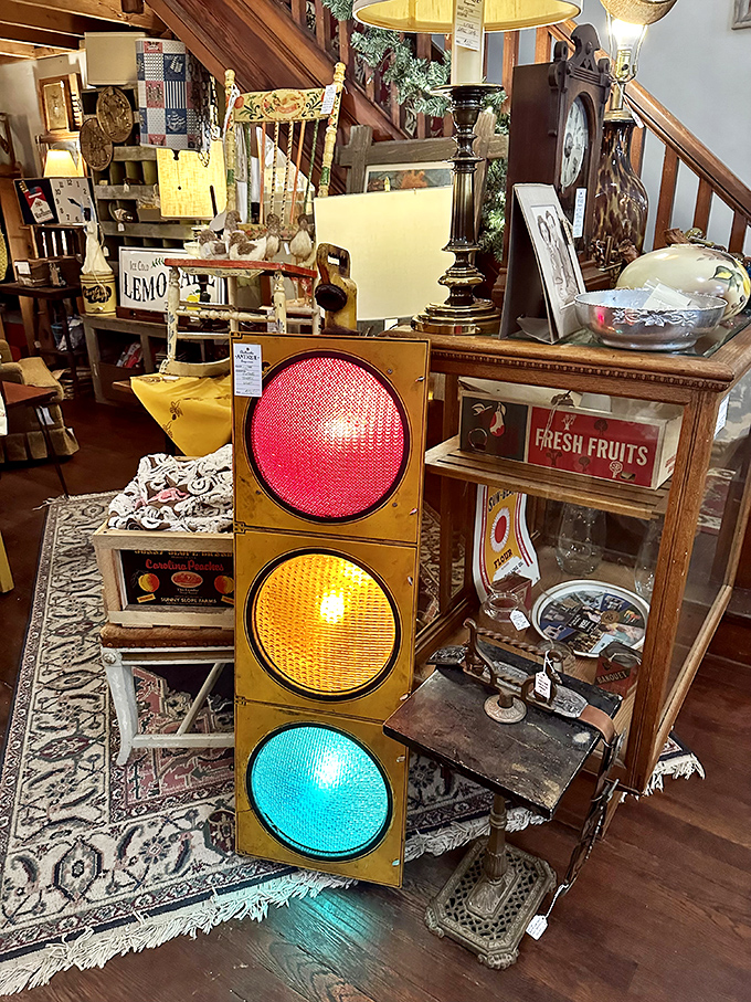 This fully-functional vintage traffic light isn't just decoration—it's a conversation piece that would transform any room into the most interesting corner at the party.